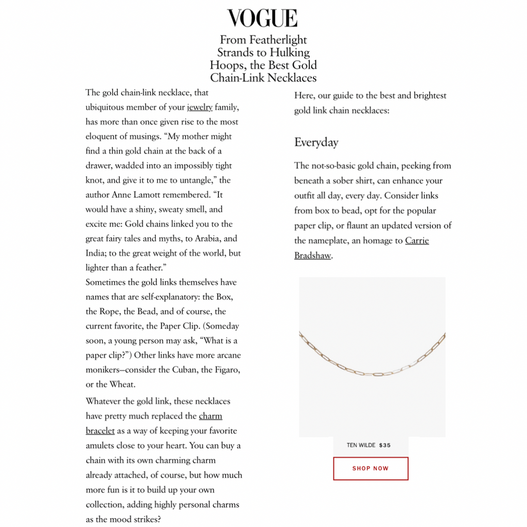 Vogue: From Featherlight Strands to Hulking Hoops, the Best Gold Chain ...
